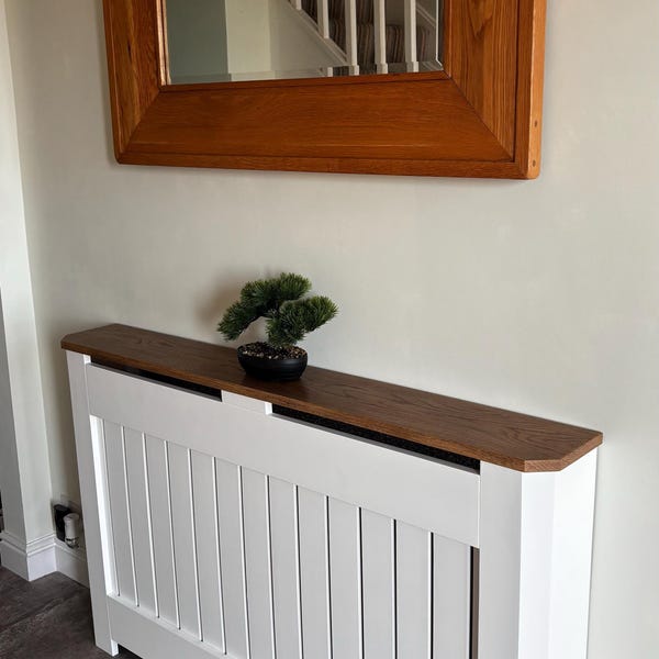 Made to Measure Solid Radiator Cover, Vertical Slats and Mitred Corners ...