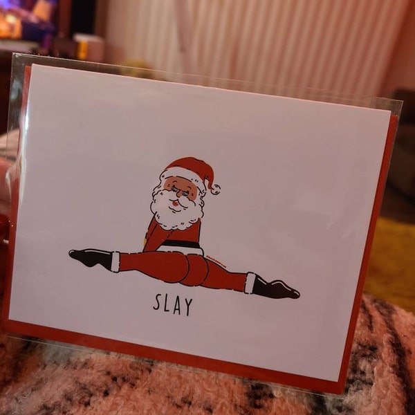 Santa Splits "slay" Funny Vintage Style Holiday Christmas Card - Etsy