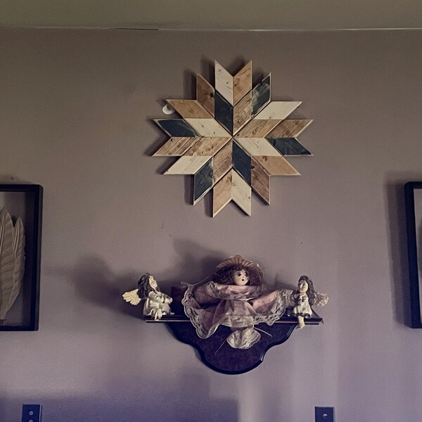 Wooden Barn Star Pattern, Wood Quilt Star, Mosaic Wood Wall Art ...