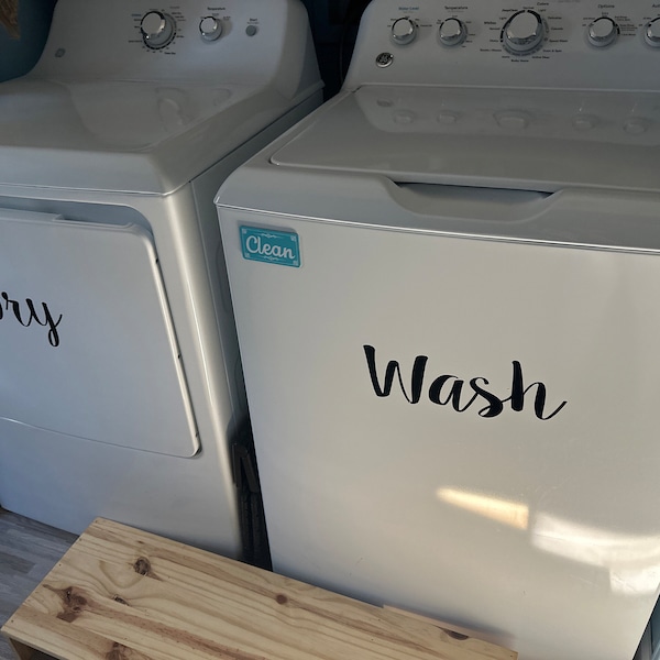 Set of 2 Decals, Wash and Dry Decal for Washer and Dryer, Vinyl ...