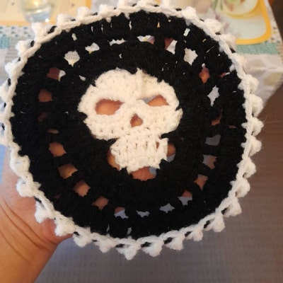 Crochet Pattern Mr Bones Skull Coaster Digital PDF - Etsy