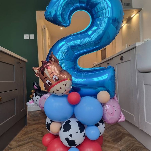 DIY Blue Farm Balloon Sculpture, 1.4m/55in, Boy's Farm Animal Balloon ...