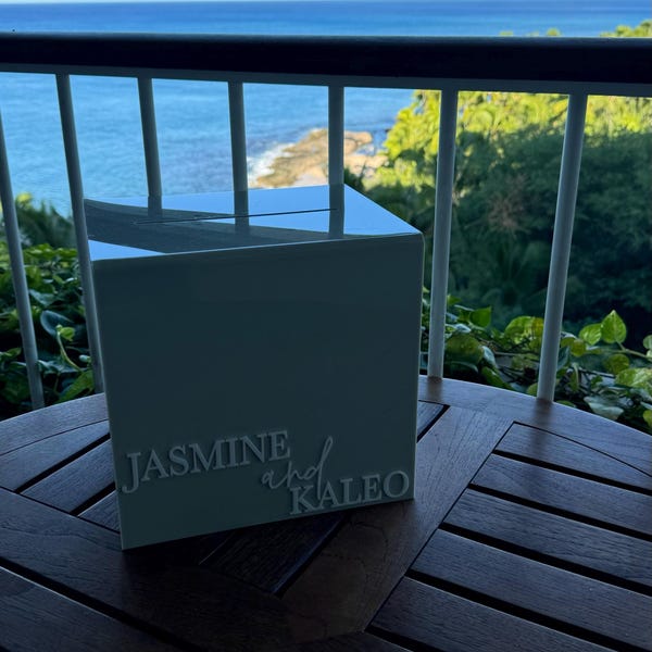 Acrylic Card Box With Lock + Key | Personalized Raised Text Card Box ...