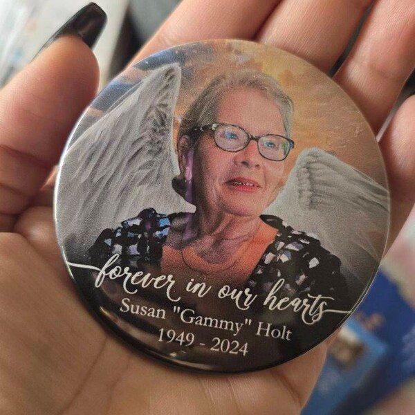 Black Faded Border Memorial Button Pins or Refrigerator Magnets ...