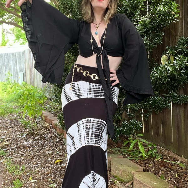 Cotton Bell Sleeve Wrap Top, 3 Way Boho Tie Top, Hippie Crop Top, 90s ...