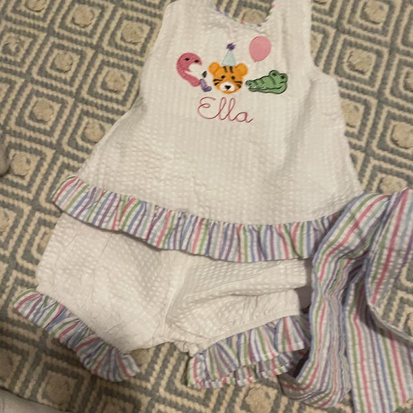 Baby Girl Swing Back Bloomer Set With Zoo Theme, Party Animal Birthday ...