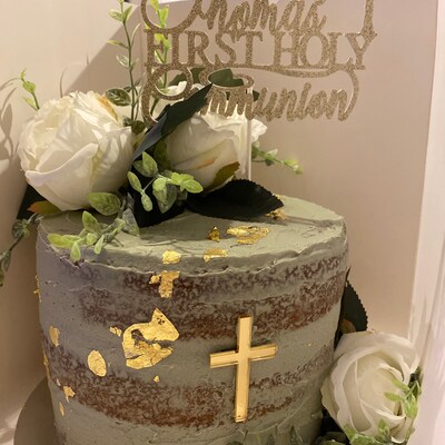 Personalized First Holy Communion Cake Topper Glitter Card Custom Cake ...