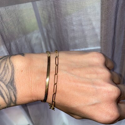 Gold Chunky Rolo Chain Necklace, Thick 24k Gold Plated Rolo Link Chain ...