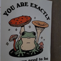 Retro Frog Poster Print, Positive Quote, Vintage Frog Mushroom ...