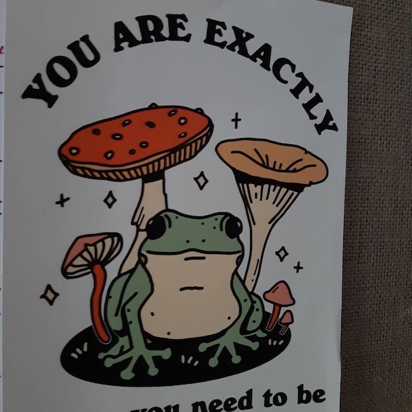 Retro Frog Poster Print, Positive Quote, Vintage Frog Mushroom ...