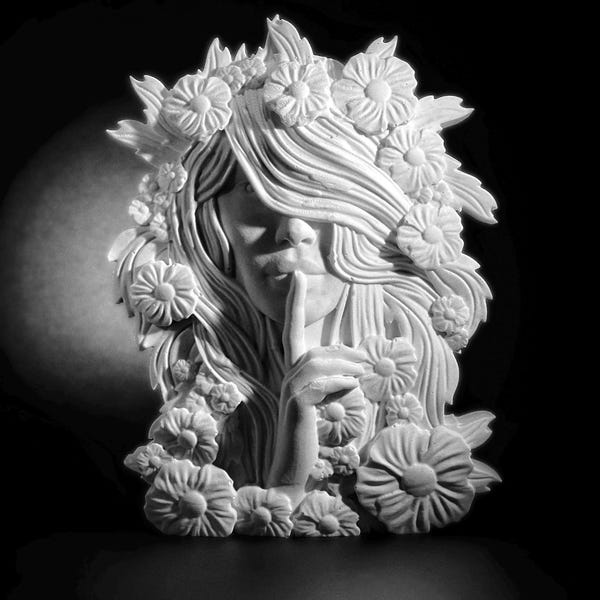 Ready to Paint Female Bust Statue, Flower Woman, Lady, Raw Materials ...