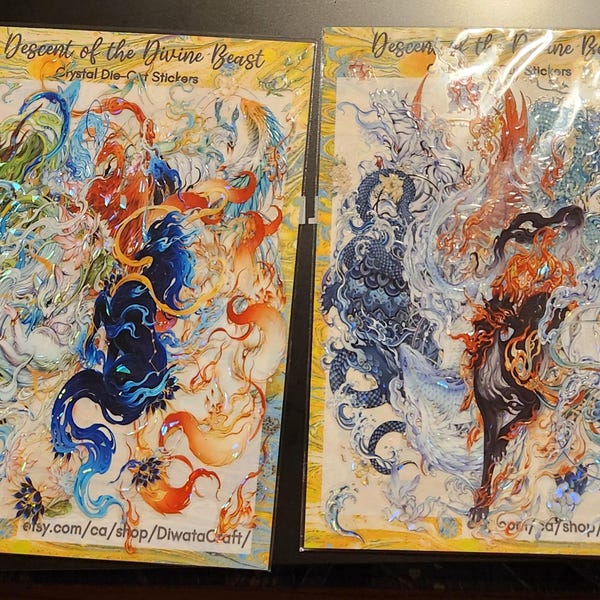 Descent of the Divine Beast Crystal Die Cut Stickers- Mythical Beasts ...