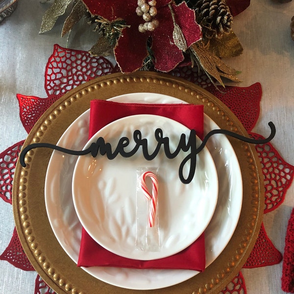 Christmas Place Card, Merry Place Cards, Christmas Place Setting ...