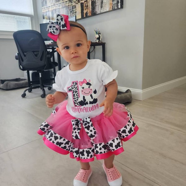 Hot Pink Birthday Cow Tutu Outfit | Barn Birthday Farm Birthday Outfit ...
