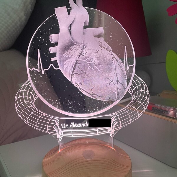 Heart Surgeon Personalized 3D Lamp, Cardiologist Gift, Heart Specialist ...