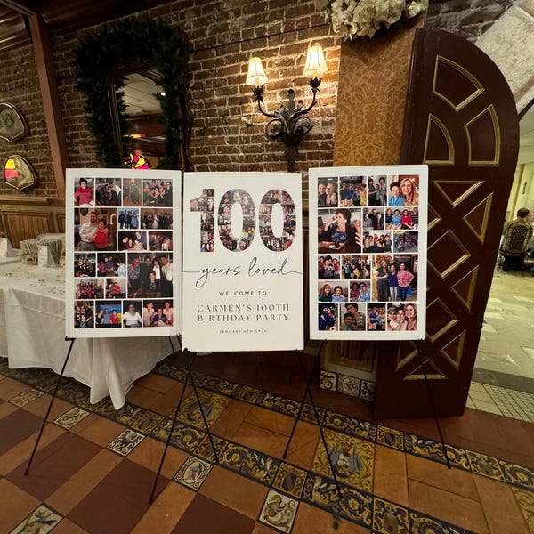 100 Years Loved Birthday Photo Collage Poster TEMPLATE Set, 100th ...