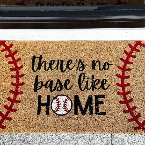 Baseball Doormat, Baseball Coach Gift, No Base Like Home, Spring ...