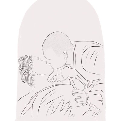 Custom Baby Line Drawing, Birth Poster , Newborn Gift, Custom Portrait ...