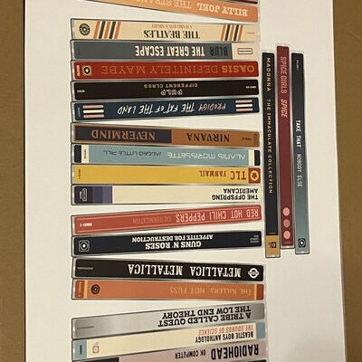 Personalised CD Stack Print, Retro Music Poster, Custom Favourite Song ...