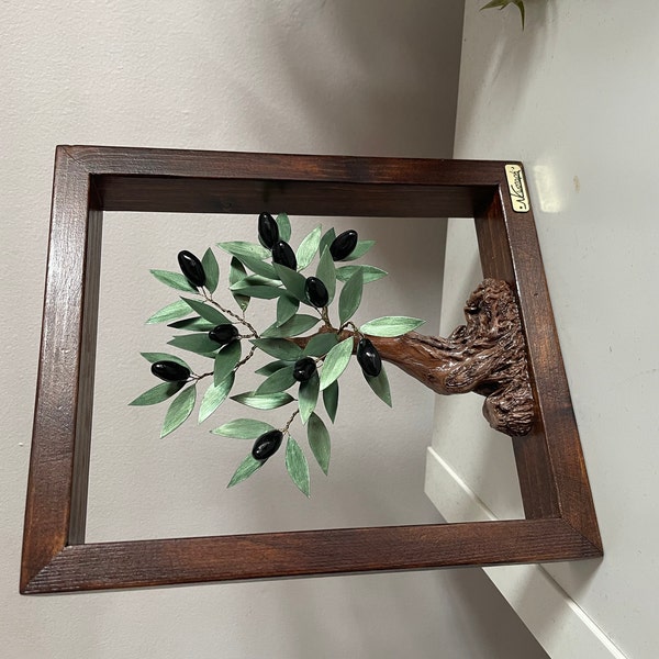 Golden Olive Tree in Wooden Frame, Home Decor, Decoration Gift, Art ...
