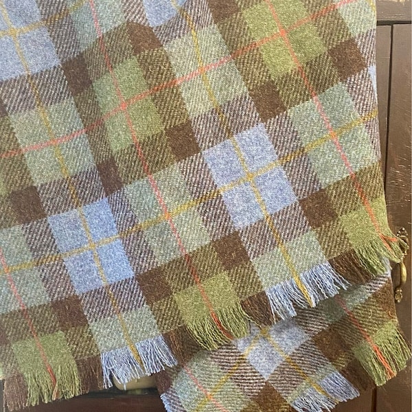 Harris Tweed Denim Macleod Tartan - Luxury Pure Wool Wrap Blanket ...
