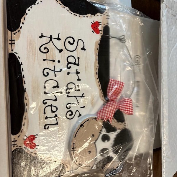 Personalized Cow Country Kitchen Sign Handcrafted Handpainted Wood ...