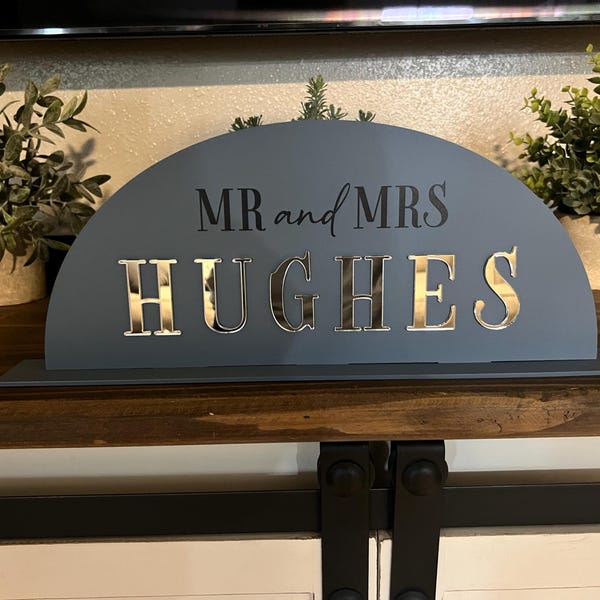 3D Mirrored Acrylic Wedding Head Table Sign, Mr & Mrs Gold Mirrored ...