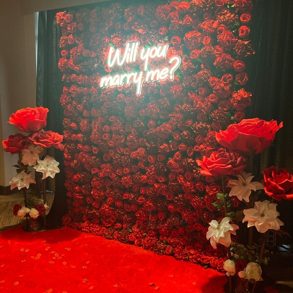 Royal Blue White Flowers Wall Backdrop Custom 3D Artificial Rose Flower ...