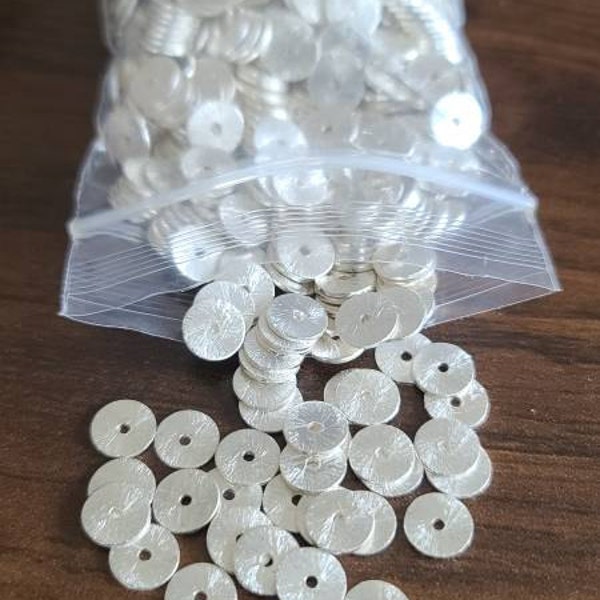 4mm - 150pcs Silver Heishi Beads, Flat Silver Disc Beads, Silver Spacer ...