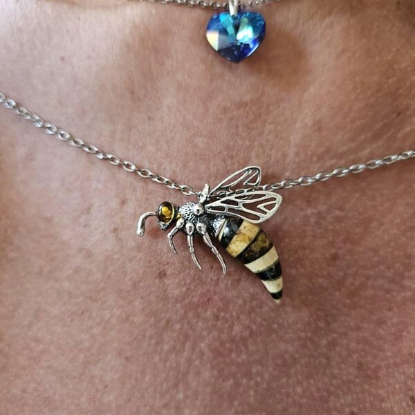 Honey Bee Brooch With Baltic Amber Stone Natural Amber Jewelry Brooch ...