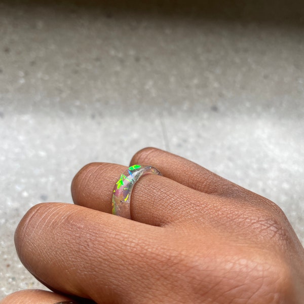 Iridescent Epoxy Resin Ring, Glitter Ring: Frosted or Clear Finish - Etsy