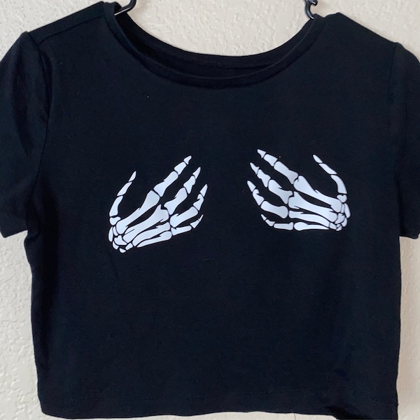 DIY Skeleton Hand Boob Iron on | Skeleton Boob Hands | Halloween Shirt ...