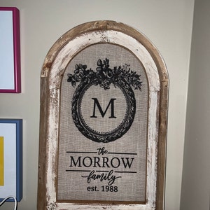 Monogram Wall Art Arch Window Frame Personalized Gift Custom Farmhouse ...