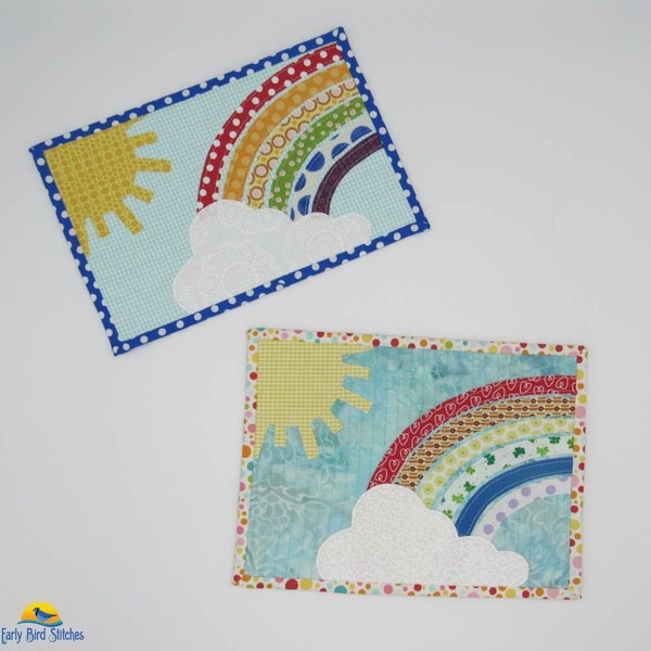 Pattern: Sunshine and Rainbow Applique Mug Rug PDF Pattern - Etsy