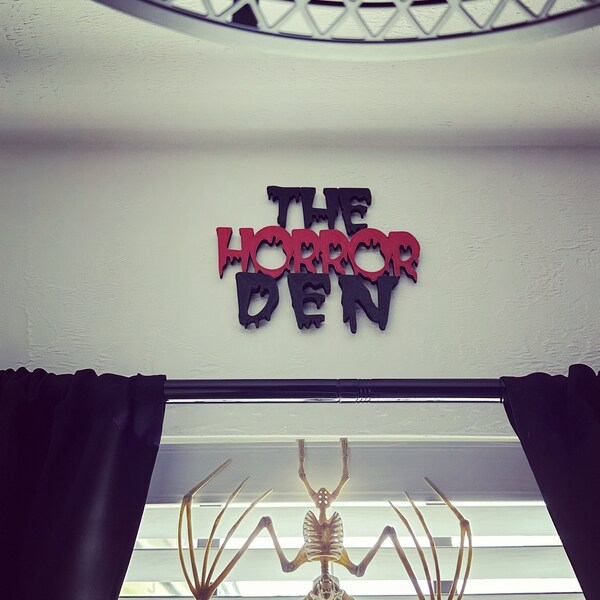 The Horror Den Wall Sign Door Sign Shelf Art, Movie Room Display Gift ...