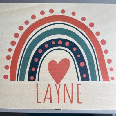 Personalised Box, Rainbow Box, Memory Box, Wooden Box, Keepsake Box ...