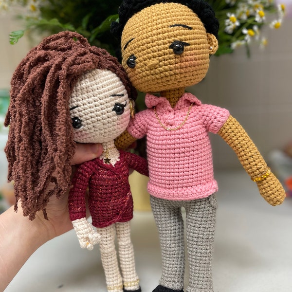 Couple Crochet Dolls, Stuffed Plush Couple, Valentine Crochet Gift ...