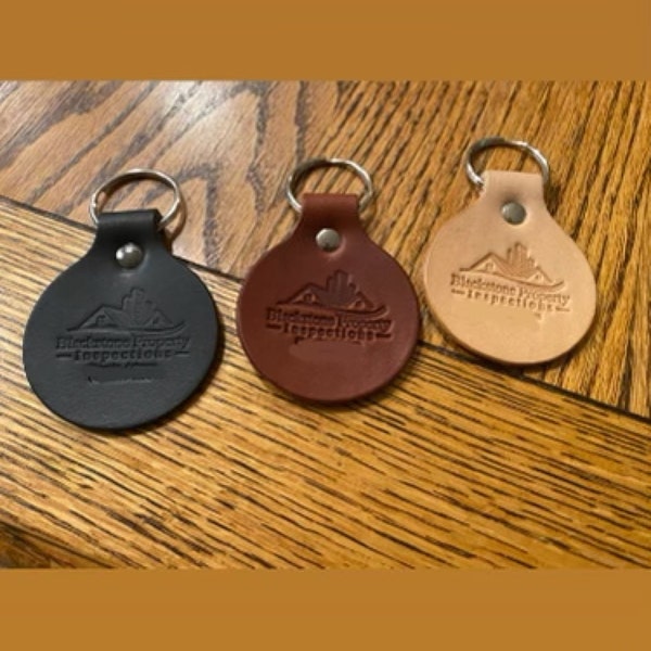 Leather Round Key Fob Kit - Key Fob Blank - Round Leather Keychain ...