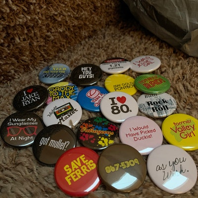 Everything 80's Buttons Party Favor 10 Pack, 1 or 1.5 or 2.25 Pinback ...