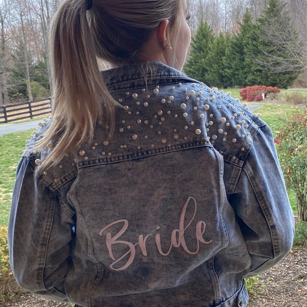 Bride Jean Jacket, Personalized Bridal Jean Jacket, Bride Denim Jacket ...