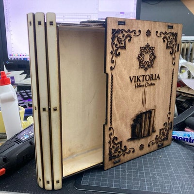 Slider Book Box Laser Cut Svg Files, Wood Gift Slider Book Box, Vector ...