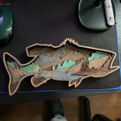 Fish Layered 3D Art Decor, Fathers Day Gift, Man Cave Decor, Fishing ...