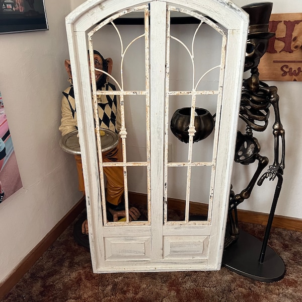 Double Paneled Architectural Wood Metal Window Frame, Cream Farmhouse ...