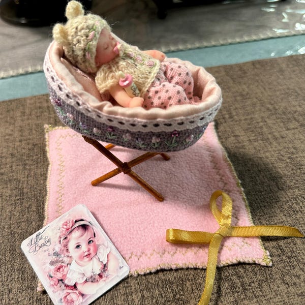Mini Doll Basket for Baby Doll 2/5 3 Inch / Miniature Doll Crib /mini ...