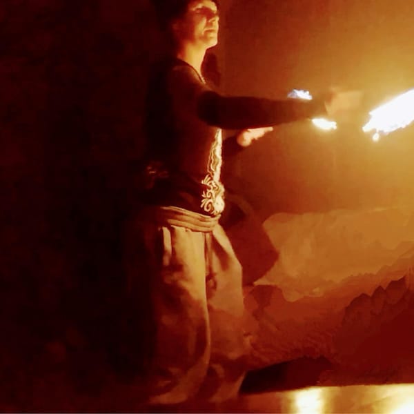 Pair of Fire Torch - Fire Eating / Fleshing Torches - Rubber Skull ...