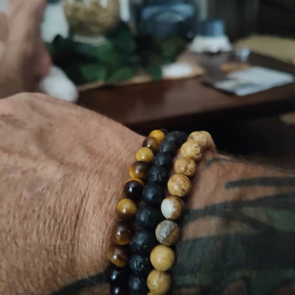 Unique Son Bracelet Son Gift Red Tigers Eye and Black Onyx Bracelet ...