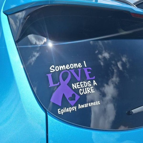 Blue and Purple Awareness Ribbon Fight Heart Window Decal (pediatric ...