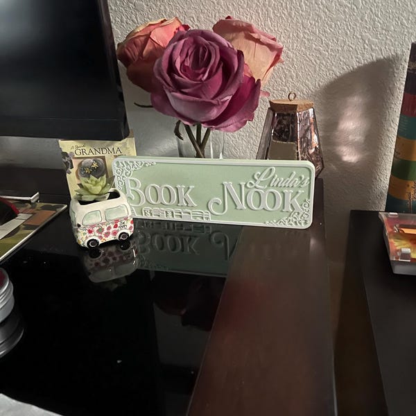 Book Nook Personalized Library Sign Bookshelf Shelf Sitter 3D Printed ...