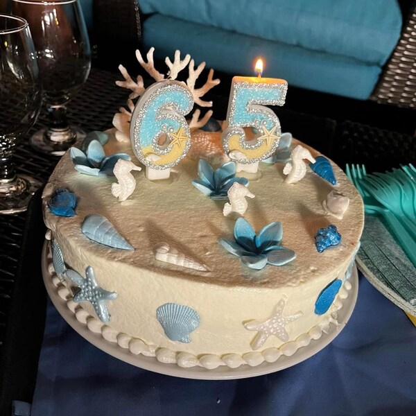 60 Edible Sugar Seashells: Blue & White Cake Toppers - Etsy