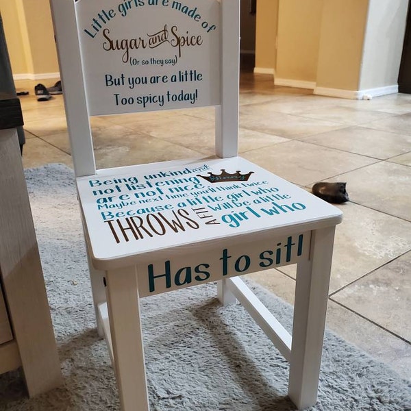 UV Printed Time Out Chair, No Vinyl Used! Wood Time Out Chair, Time Out Chair, Timeout Chair ...